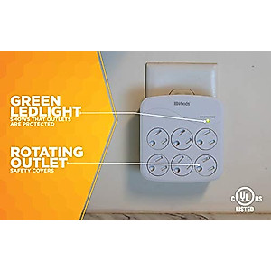 Woods 41076 Surge Protector with 6 Power, 6-Outlet 1440J of Protection