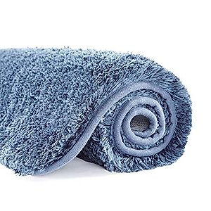 Suchtale Bathroom Rug Non Slip Bath Mat for Bathroom (16 x 24, Blue) Water Absorbent Soft Microfiber Shaggy Bathroom Mat Machine Washable Bath Rug for Bathroom Thick Plush Rugs for Shower