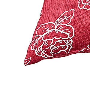 Amazon Basics 2-Pack Linen Style Decorative Throw Pillows - 18" Square, Classic Red Floral