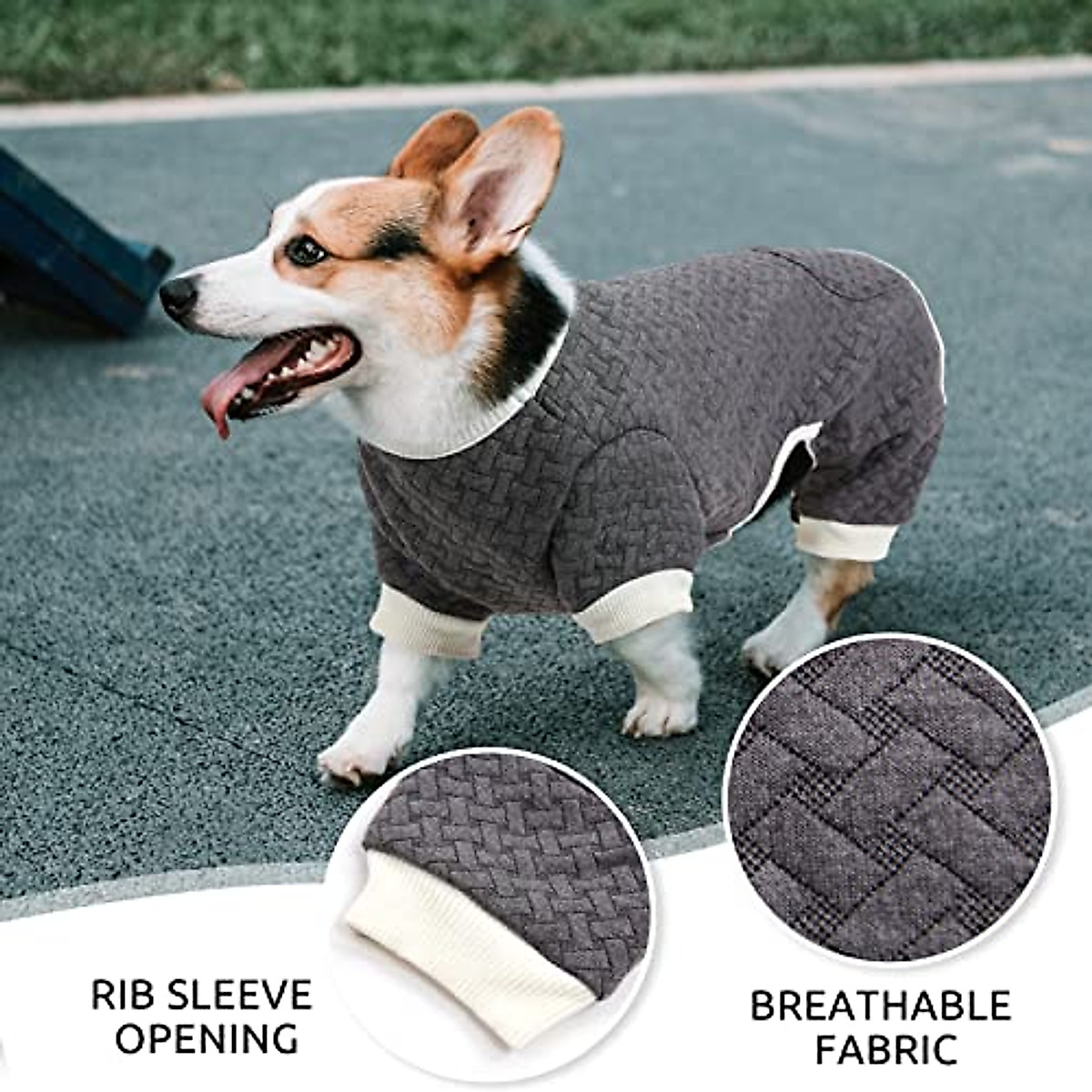 ASENKU Knitted Dog Pajamas Thermal Dog Onesie, Stretchy Jumpsuits Puppy Bodysuits for Small Dogs