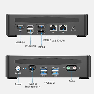 13th Gen 4K Mini Gaming PC Windows 11 Pro, Intel i7 13700H, 64GB DDR5 2TB PCIe, Supprt 4 Display, 2* HDMI, DP, Type-C Thunderbolt 4.0, 2 Lans 2.5G TPM2.0, Desktop Computer, WiFi6 BT5.2