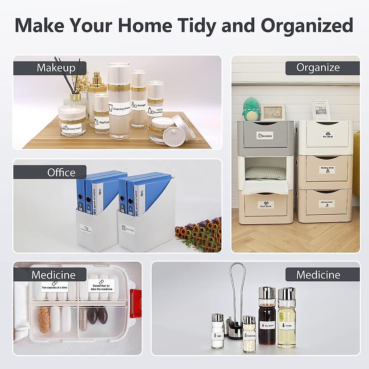 PikDik Mini Bluetooth Label Makers - D11 White Label Maker Machine with Tape Portable Label Printer Labeler for Labeling Jars Bins Home Organizing Office