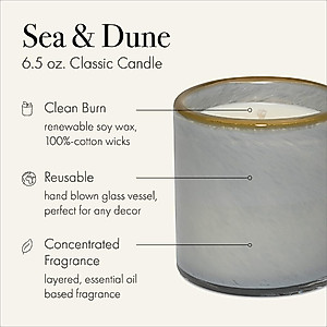 LAFCO New York Classic Candle, Sea & Dune - Pack of 2, 6.5 oz - 50-Hour Burn Time - Reusable, Hand Blown Glass Vessel - Made in The USA