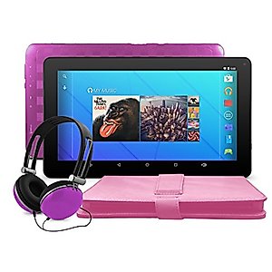 Ematic 10-inch Android 5.1 (Lollipop), Quad-Core 16GB Tablet with Keyboard Folio Case and Headphones, Purple