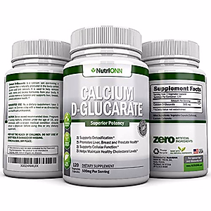 Calcium D-Glucarate - 500mg - 120 Vegetable Capsules - Superior Potency to Support Liver Detoxification, Estrogen Metabolism & Hormonal Balance - Helps with Prostate, Breast & Colon Health