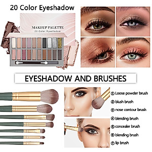 Makeup Gift Set for Teens and Women - Full Kit With Eyeshadow, Foundation, Mascara, Contour, Lipgloss, and Cosmetic Bag