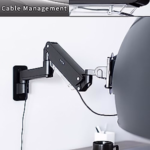 VIVO Premium Aluminum Heavy Duty Monitor Arm for Ultrawide Screens up to 49 inches and 44 lbs, Single Wall Mount, Pneumatic Height, Max VESA 100x100, Black, MOUNT-V101G1