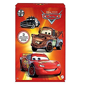 Mattel Disney Cars Toys, Radiator Springs 3-Pack of Die-Cast Toy Cars & Trucks with Lightning McQueen, Mater & Sheriff