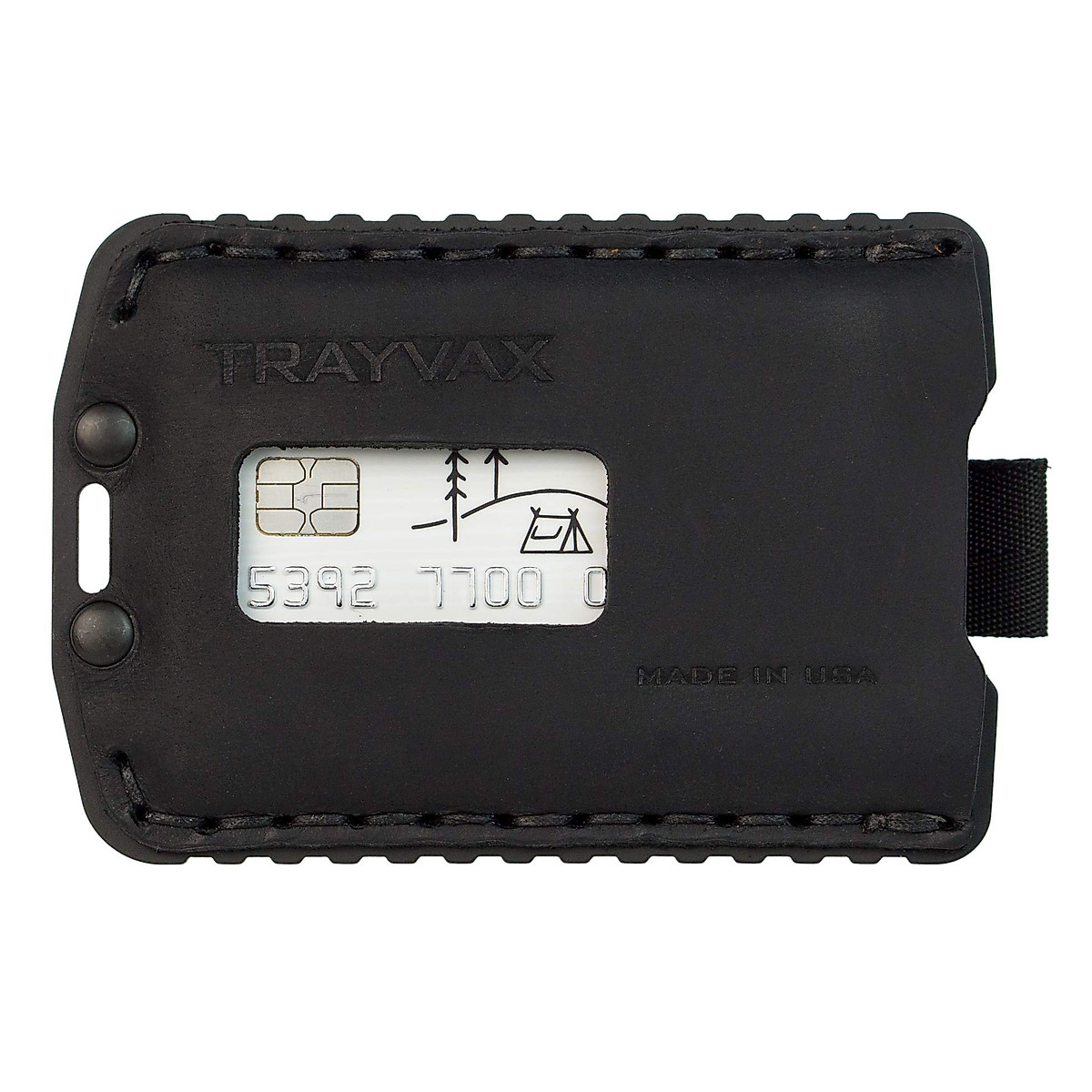 Trayvax Ascent Wallet, RFID Front Pocket Money and Credit Card Holder, Minimalist Slim Leather Metal Wallet for Men and Women, Black Stealth Black