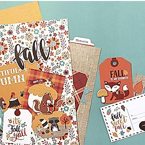 Echo Park Paper Company Celebrate Autumn Collection Kit paper, Orange, Yellow, Blue, Brown, Tan 12-x-12-Inch