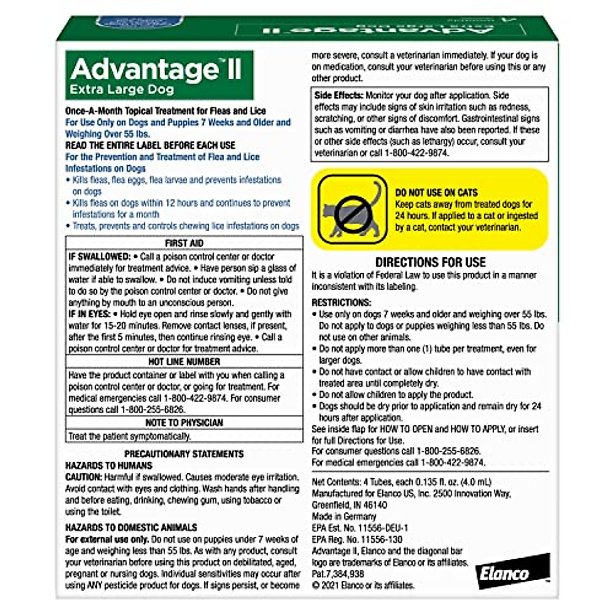 Advantage II XL Dog Vet-Recommended Flea Treatment & Prevention | Dogs Over 55 lbs. | 4-Month Supply