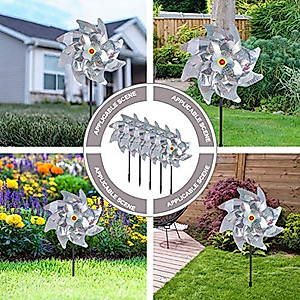 NUOBESTY 5pcs Silver Sequined Decorative Windmill Toy Colorful Reflective Bird Repellent Artifact Garden pinwheels