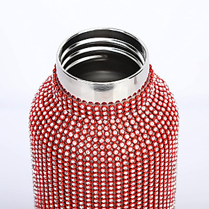 Cuteam Shining Like a Diamond Water Bottle, Fashion Bling Rhinestone Stainless Steel Thermal Bottle, Portable Large Capacity Refillable Vacuum Water Bot, Birthday Gift