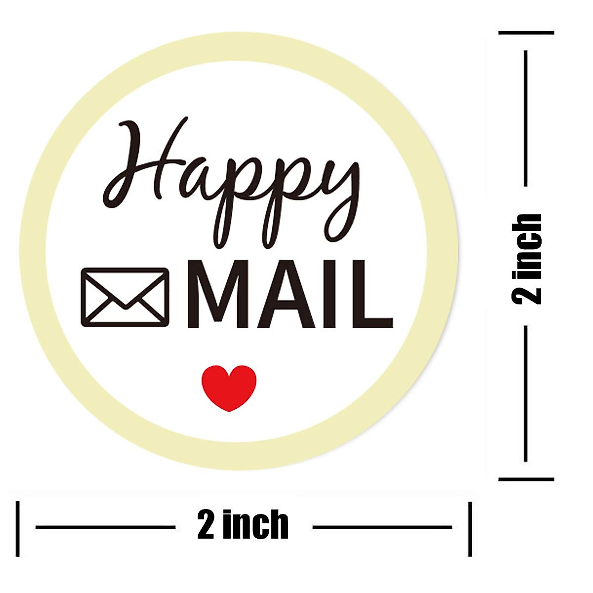 Round Happy Mail Stickers, 2 Inch Red Heart/Happy Mail Labels-Packaging Envelope Sealing Stickers for Small Business, Online retailers,Small Shops and More.(504 pcs) (2 inch)