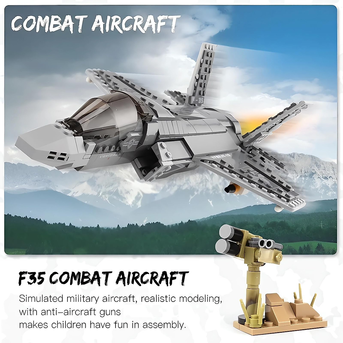 MEOA 646 Pcs F-35B Lightning II Plane Building Toys WW2 Fighter Jet F35 Model Kits Military Airplane Building Blocks Set Bricks Toy Gifts for Kids and Adults