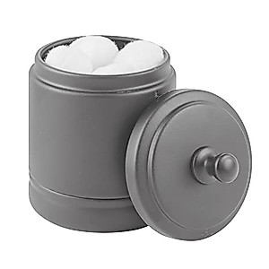 mDesign Metal Bathroom Vanity Storage Organizer Canister Jar with Lid for Cotton Balls, Swabs, Makeup Sponges, Bath Salts, Hair Ties, Jewelry - Hyde Collection - Graphite Gray