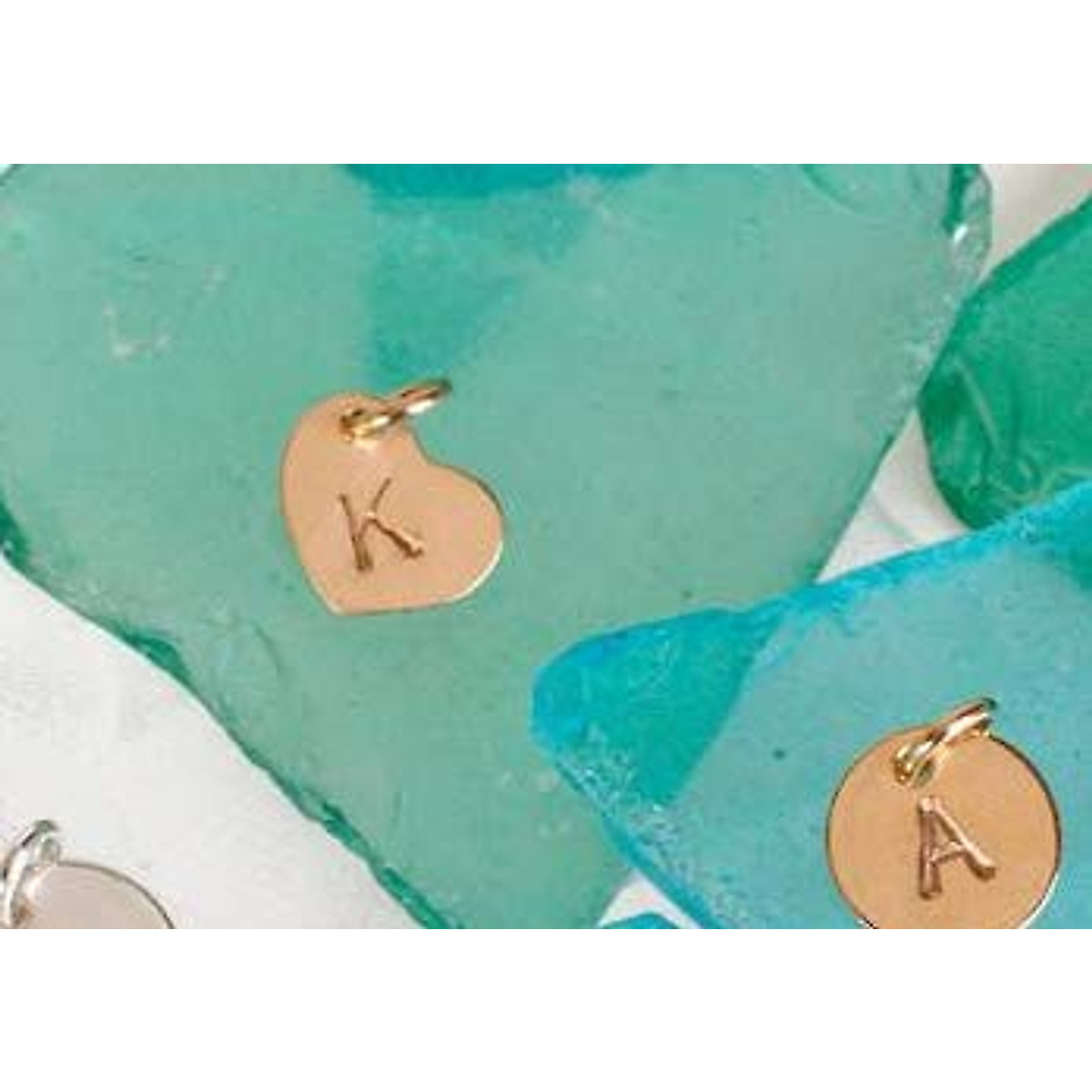 EFYTAL Extra Initial, Tiny 8x10mm Sterling Silver or Gold Filled Heart Shaped Charm, Add Custom Initial to Any Necklace, Dainty Add-On Charms, No Chain Included