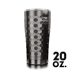Seriously Ice Cold SIC 20 Oz. Double Wall Vacuum Insulated 18/8 Stainless Steel Travel Tumbler Mug | Powder Coated with Splash Proof BPA Free Lid | Coffee, Tea, Wine, and Cocktails (Hammered Gunmetal)