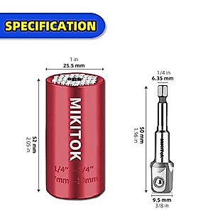 MiKiTok Universal Socket Universal Socket Wrench Craftmanstoolset,Birthday Gifts for Men Women Husband Him Boyfriend 1/4"-3/4" (7mm to 19mm)