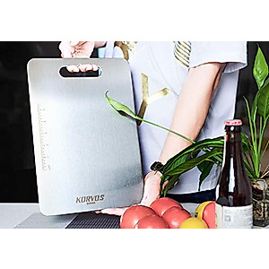 KORVOS Stainless Steel Cutting Boards for Kitchen, Heavy Duty Chopping Board, Butcher Block Board for Meat, Cheese, Vegetable