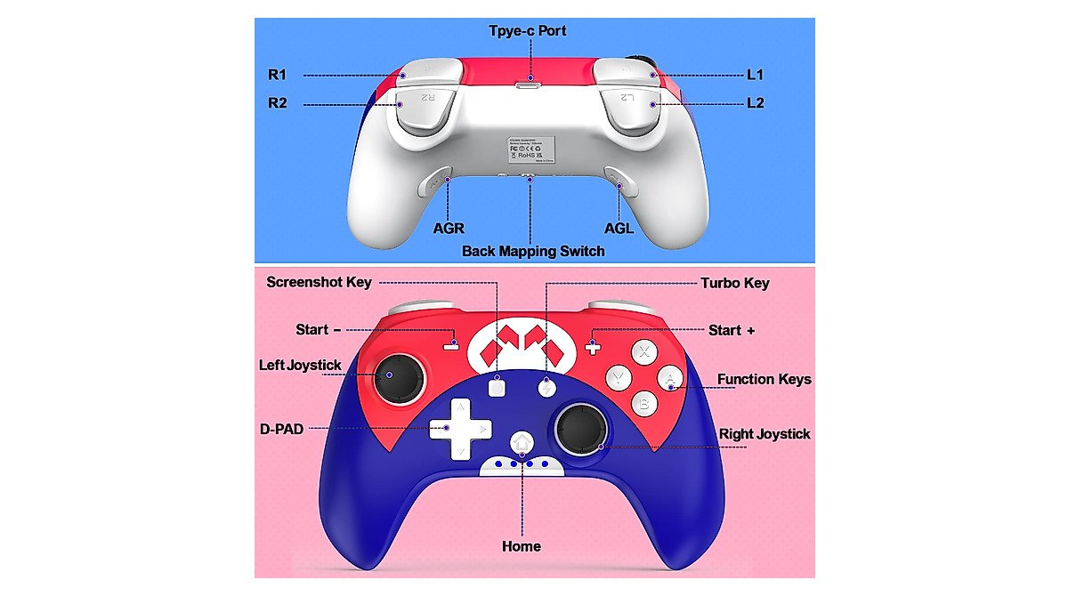 FLIEEP Switch Controller - Wireless Switch Pro Controller for Switch/Switch Lite/Switch OLED ...