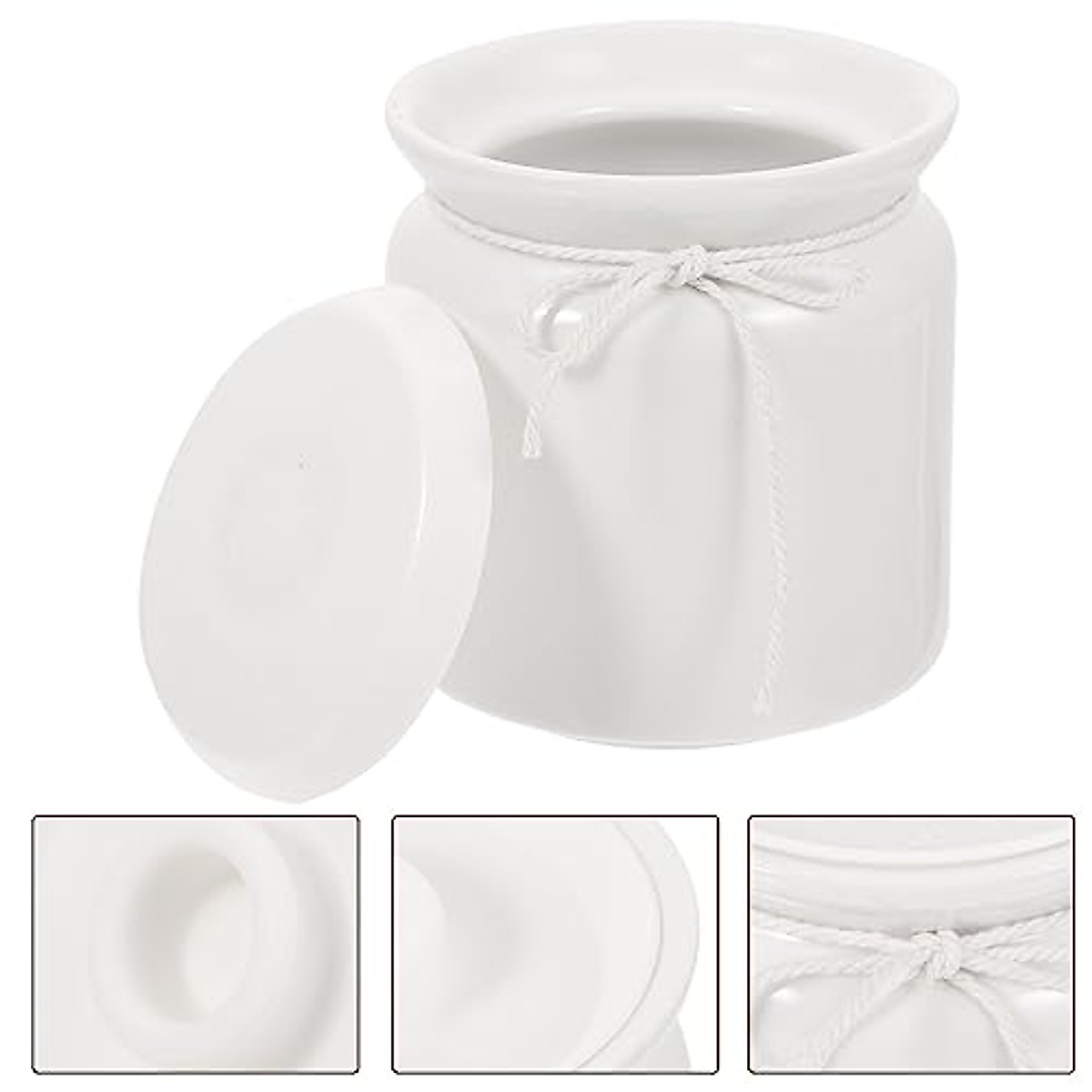 BESTonZON Ceramic Canister Ceramic Food Storage Jar Seasoning Pot Salt Pepper Jar Seal Lid Cute Candy Cookie Kitchen Canister Grease Container Sugar Bowl 500ml Ceramic Sugar Jar