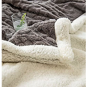 Thick Sherpa Throw Blanket Fleece Plush Blanket for Couch Sofa Boho Pattern Soft Warm Blanket for Winter,Gray,60“x80