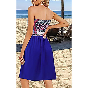 Zyyfly Plus Size Tube Dresses for Women Bandeau Dress for Women Summer Beach Casual Boho Tube Top Dress XXL