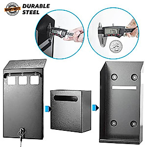 POCHAR Rainproof Wall Mount Disposal Containers - Galvanized Steel Outdoor Receptacles Smoker Disposal - Easy Waste Accommodation - for Outdoor Use (Black)