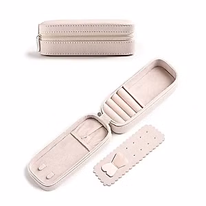 SANQIANWAN Small Jewelry Travel Organizer Box with PU Leather Portable Jewelry Storage Case for Necklace Rings Earrings, Tassels design of jewely case gifts for mother, Girlfriend and lover,16.5*7.5*6