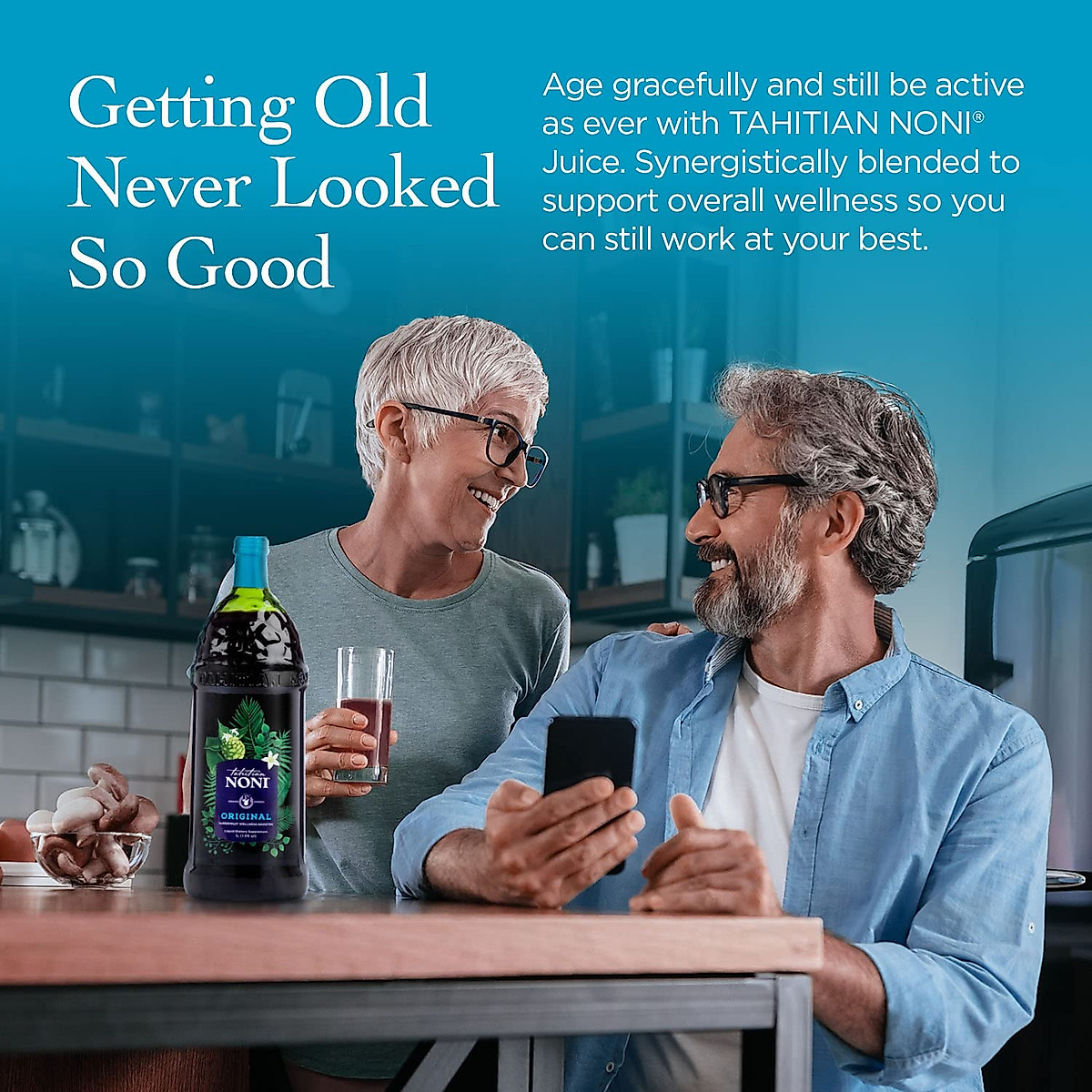 Tahitian Noni Juice by Morinda - Original and Authentic Noni Fruit Puree with Natural Blueberry & Grape (Resveratrol) - Invigorating Daily Superfood Drink for Enhanced Vitality - 4x1L Bottles/Case