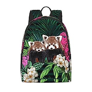 FeHuew 16 inch backpack Tropical Cute Red Panda Laptop Backpack Full Print School Bookbag Shoulder Bag for Travel Daypack