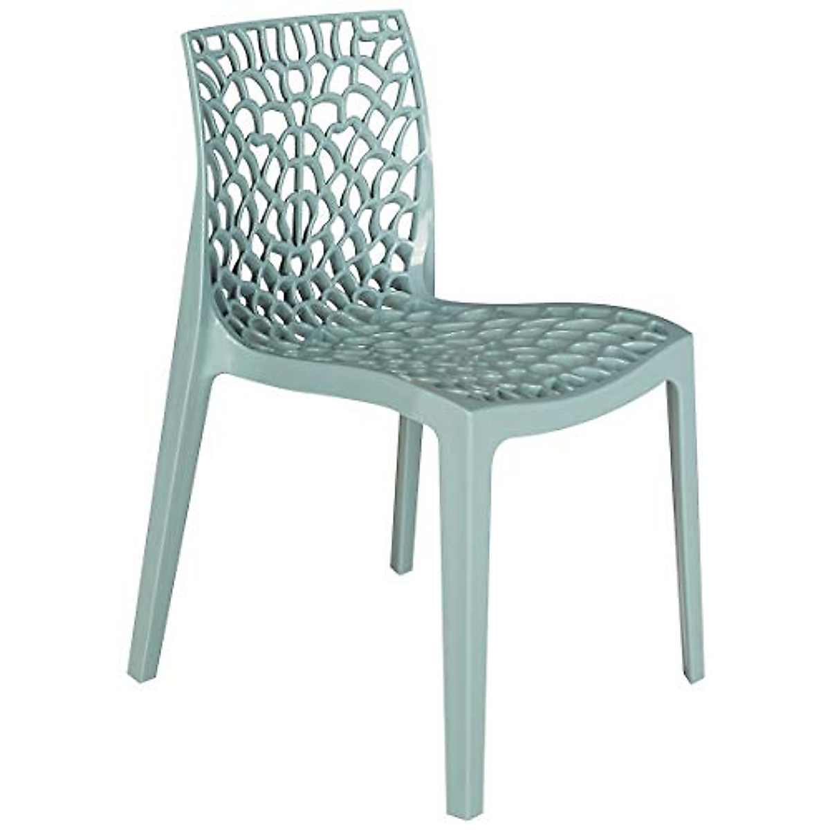 Upon Gruvyer Indoor Outdoor Dining Chairs, from Italy, Stackable, Strong (4 Chairs) (Sage Green)