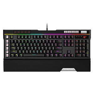 Havit RGB Mechanical Gaming Keyboard LED 120 Keys Ergonomic Detachable Wrist Rest Wired Keyboards Blue Switches Multimedia Volume Control for PC Game