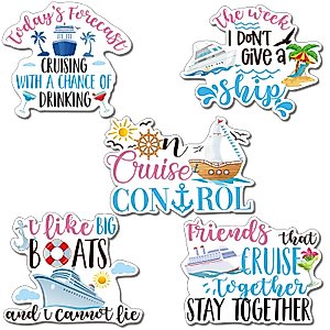 Geiserailie 5 Pcs Cruise Door Magnets Funny Cruise Ship Door Magnets Magnetic Cruise Door Magnet Sticker Decorations, 7.6 x 6.2 Inch (Fresh Style)