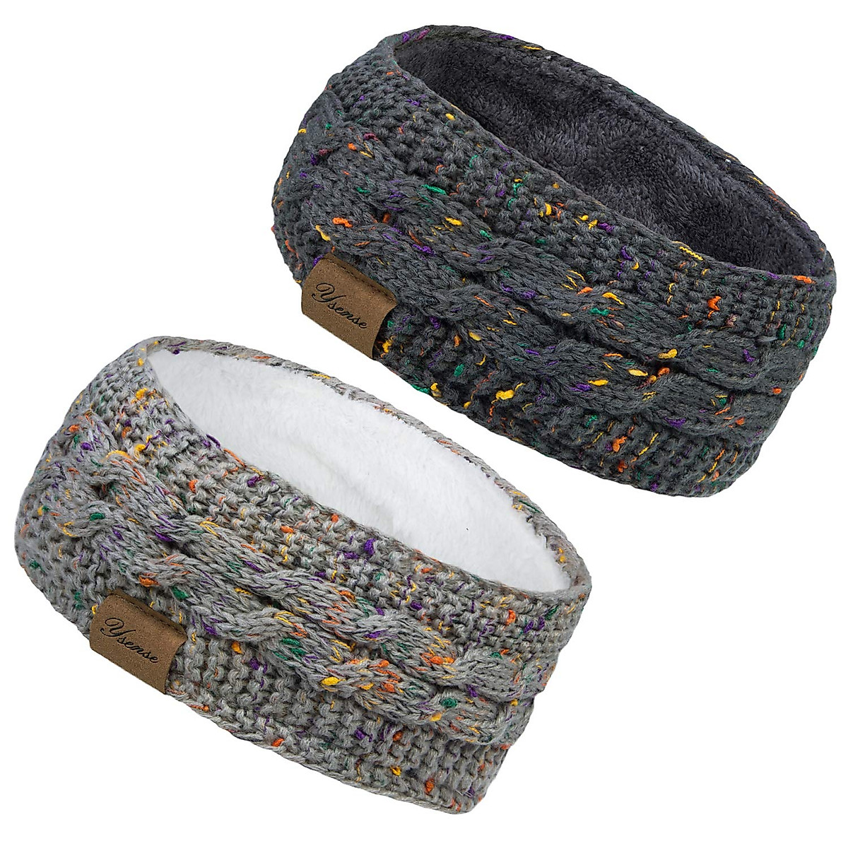 YSense Womens Ear Warmer Headband Cable Knit Winter Headbands Fleece Lined Ear Warmers Stocking Stuffers Gifts for Women