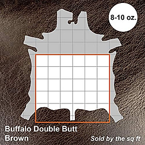 Springfield Leather Co. Finished Buffalo Bend Leather (Finished Brown, Rough Cut by SqFt)