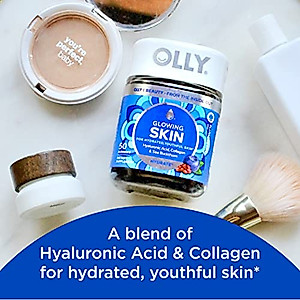 OLLY Glowing Skin Gummy, 25 Day Supply (50 Count), Plump Berry, Hyaluronic Acid, Collagen, Sea Buckthorn, Chewable Supplement (Packaging May Vary)