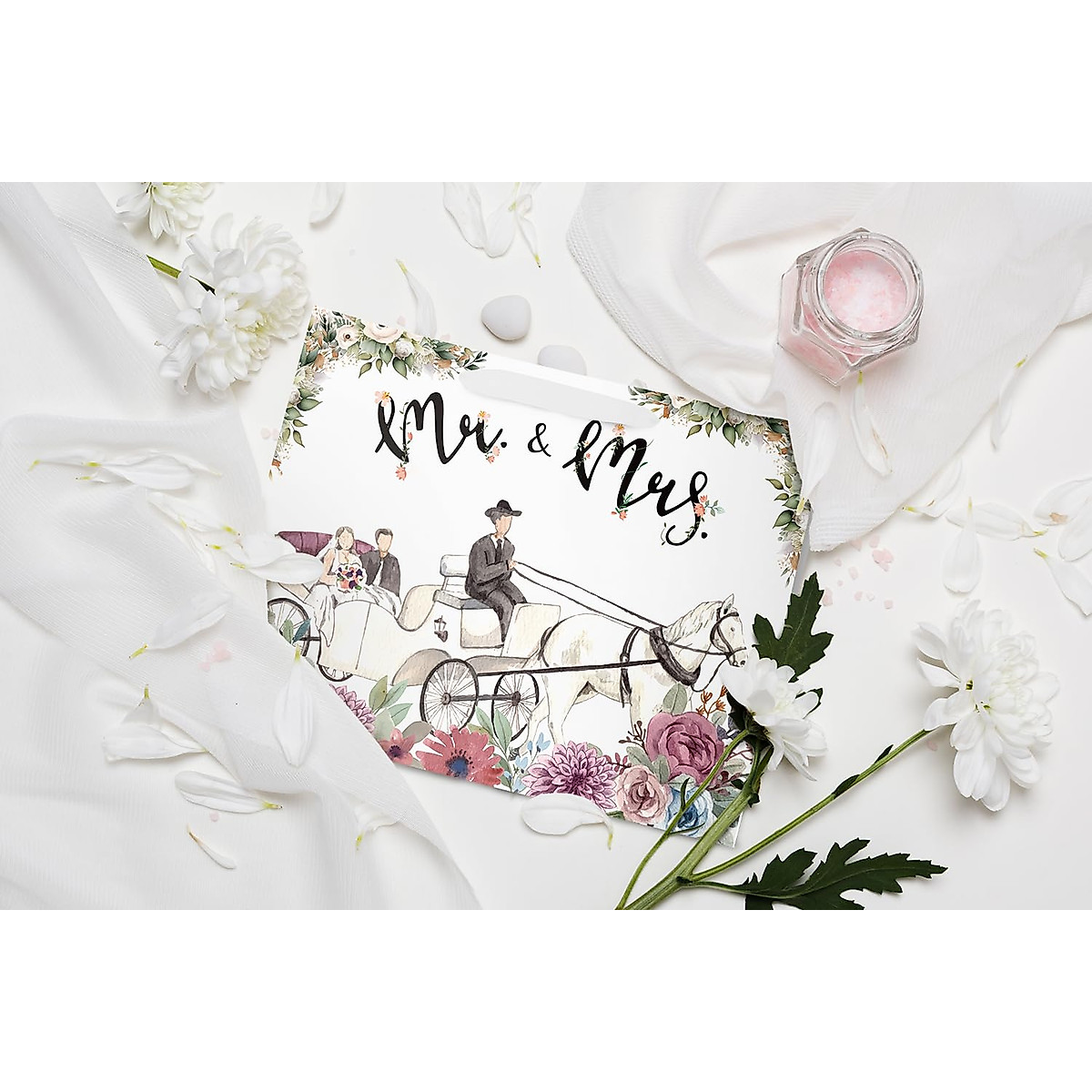 ysmile Wedding Gift Bag with Wrapping Tissue, 12" Bride Gift Bag for Engagement, Anniversary for Women Men Mr Mrs