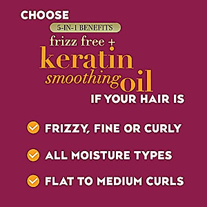 OGX Frizz-Free + Keratin Smoothing Oil Shampoo, 5 in 1, for Frizzy Hair, Shiny Hair