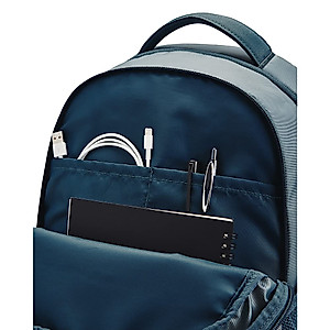 Under Armour Women's Hustle Signature Backpack, (414) Static Blue / / Metallic Harbor Blue, One Size Fits Most