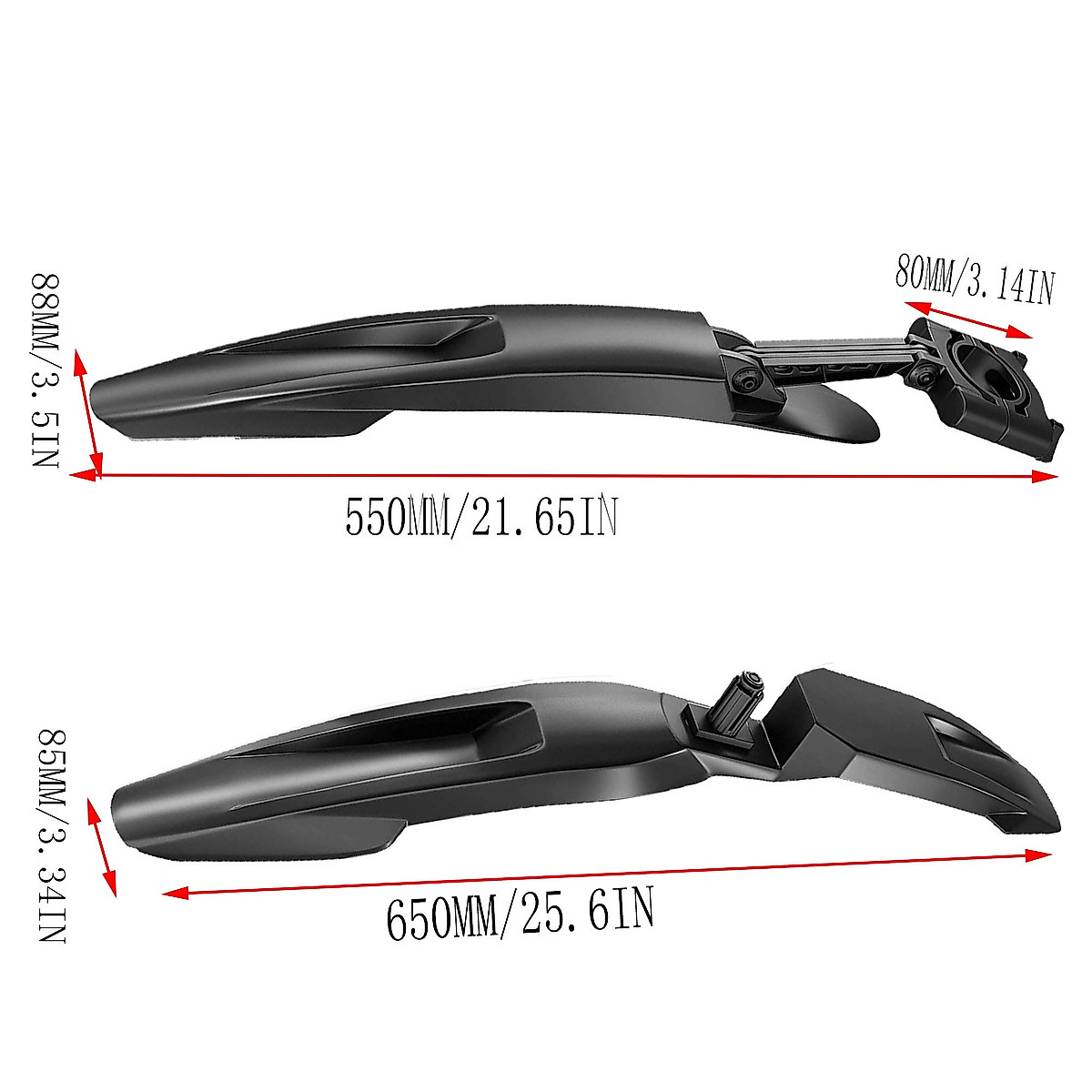 Noheiwur Adjustable Bicycle Mudguard Set Mountain Bike Fenders Rear Mudgaurds Set for Road Bikes Fits 26", 27.5", 29",Weight 7.2 Ounces