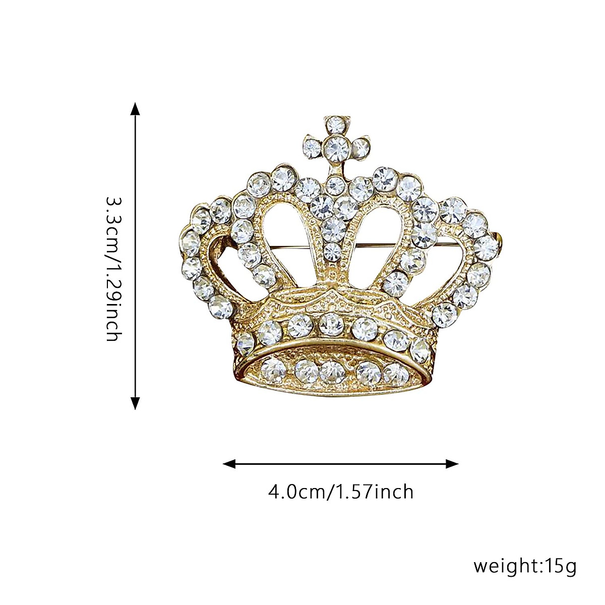 Crystal Rhinestone Princess Queen Crown Brooch Pin Tiara Crown Brooches for Women Crown Tiara for Wedding Party/Banquet/Birthday (Gold)