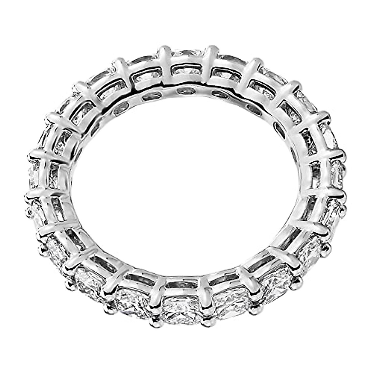 PAVOI 14K White Gold Plated Rings Cubic Zirconia Love Ring | 3mm Stackable Rings for Women | White Gold Rings for Women Size 9