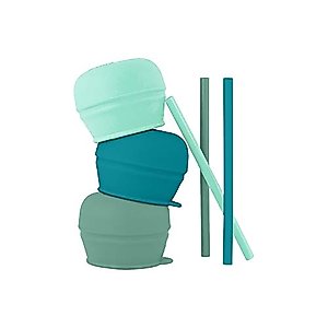 Boon SNUG Straw Lids, Assorted Colors (Pack of 3), Green