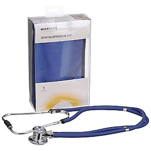 McKesson LUMEON Aneroid Sphygmomanometer and Stethoscope Kit - Pocket Blood Pressure Gauge/Cuff, Sprague Stethoscope, Blue - Size 11, 23-40 cm, 55 cm Tube, 1 Count