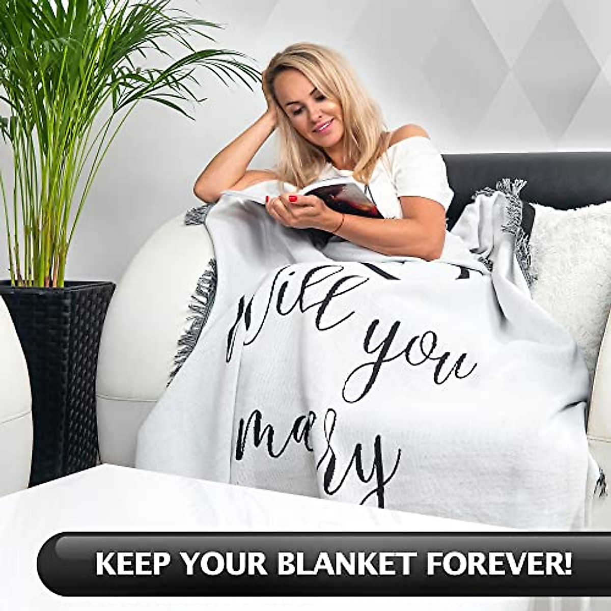 Will You Marry Me Woven Blanket Throw Soft Fleece - Proposal Decoration Tapestry Blanket - Engagement Photo Shoot Marry Me Blanket - 51x71 inches
