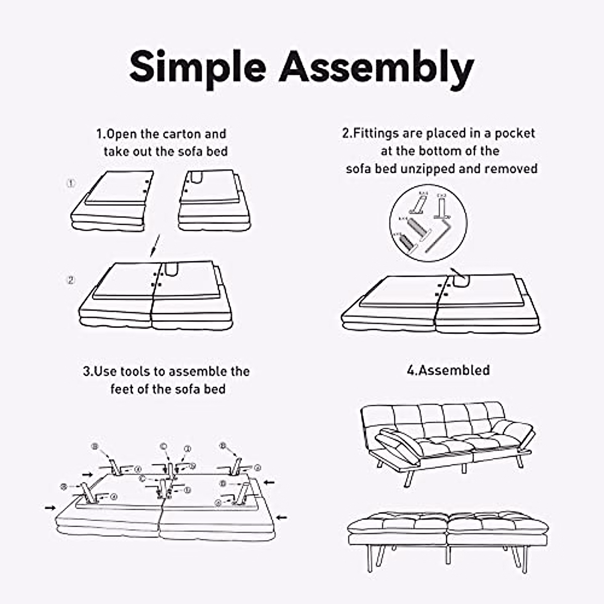 Opoiar Futon Memory Foam Couch Bed with Mattress and Frame Included,Comfortable Faxu Loveseat Sleeper Sofa for Dorm Apartment Office College Small Space Bedroom RV Living Room, Brown Leather