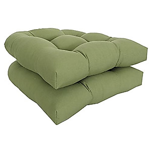 Rulu Set of 2 19"x19"x4" Solid Cilantro Outdoor/Indoor Wicker Seat Cushions
