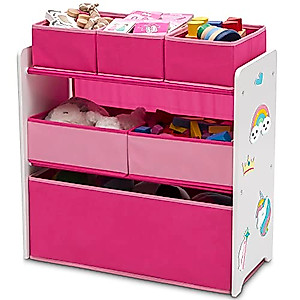 Delta Children Design and Store 6 Bin Toy Organizer, White/Pink
